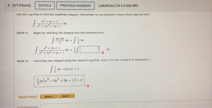 Solved Use the Log Rule to find the indefinite integral. | Chegg.com