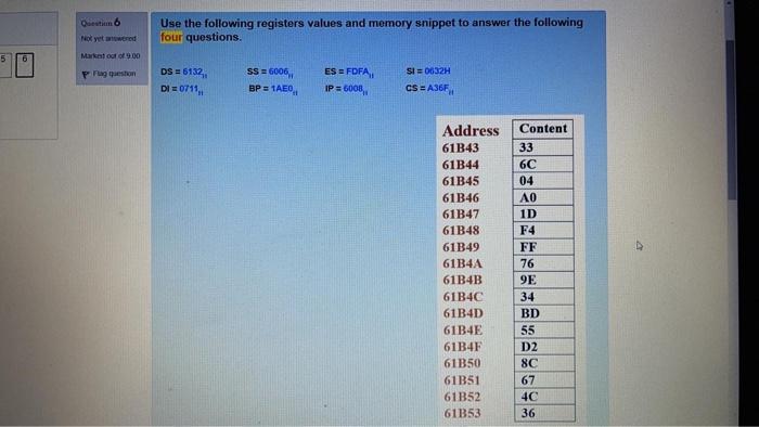 Question 6 Use the following registers values and | Chegg.com