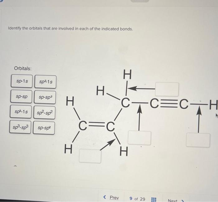 Solved Identify the orbitals that are involved in each of | Chegg.com