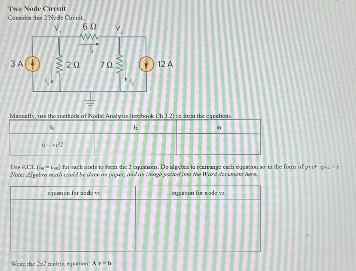 Solved Two Node Circuit Consider this 2 Node Circuit. 3 A | Chegg.com