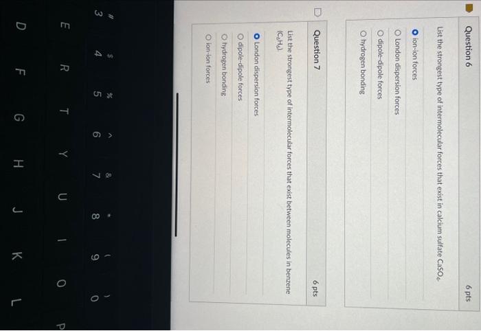 Solved Question 6 6 pts List the strongest type of | Chegg.com