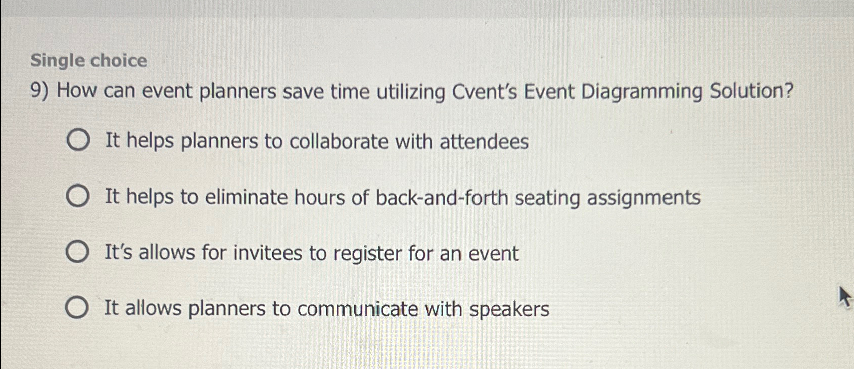 Solved Single choiceHow can event planners save time | Chegg.com