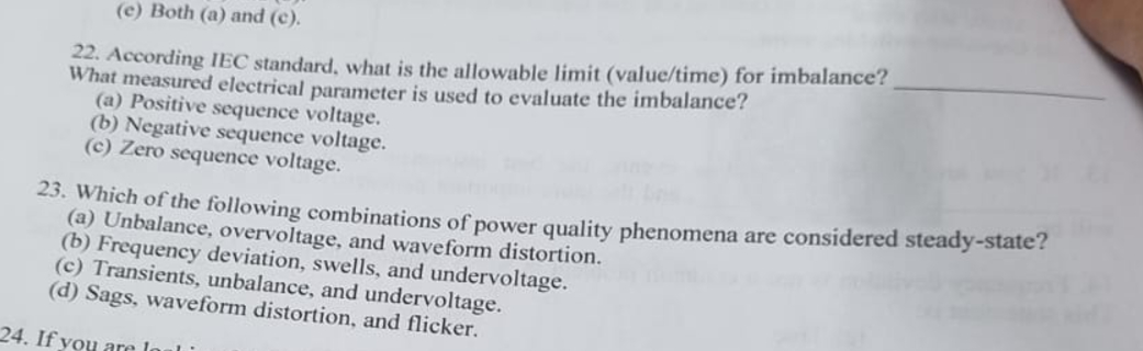 Solved 22. ﻿According IEC standard, what is the allowable | Chegg.com