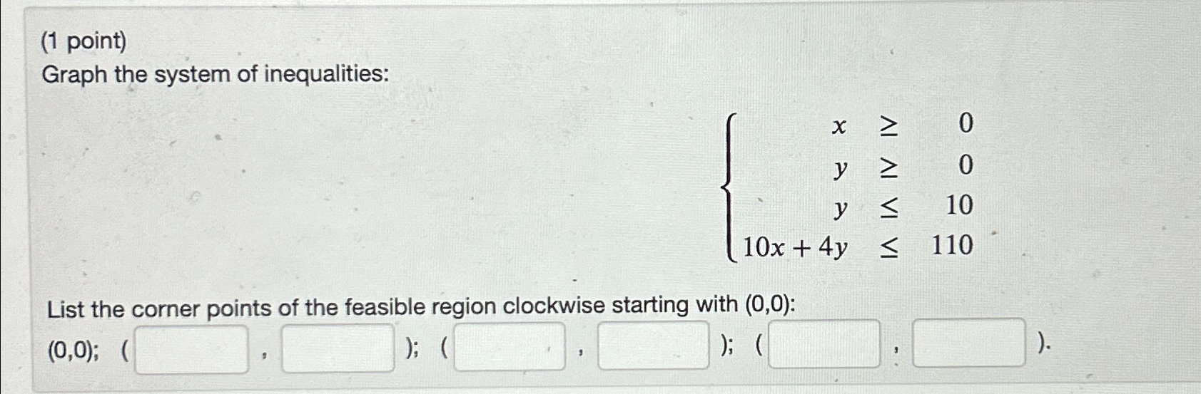 Solved (1 ﻿point)Graph the system of | Chegg.com