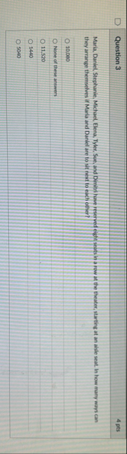 Solved Question 34 ﻿ptsMaria, DanieL Stephanie, Michael, | Chegg.com