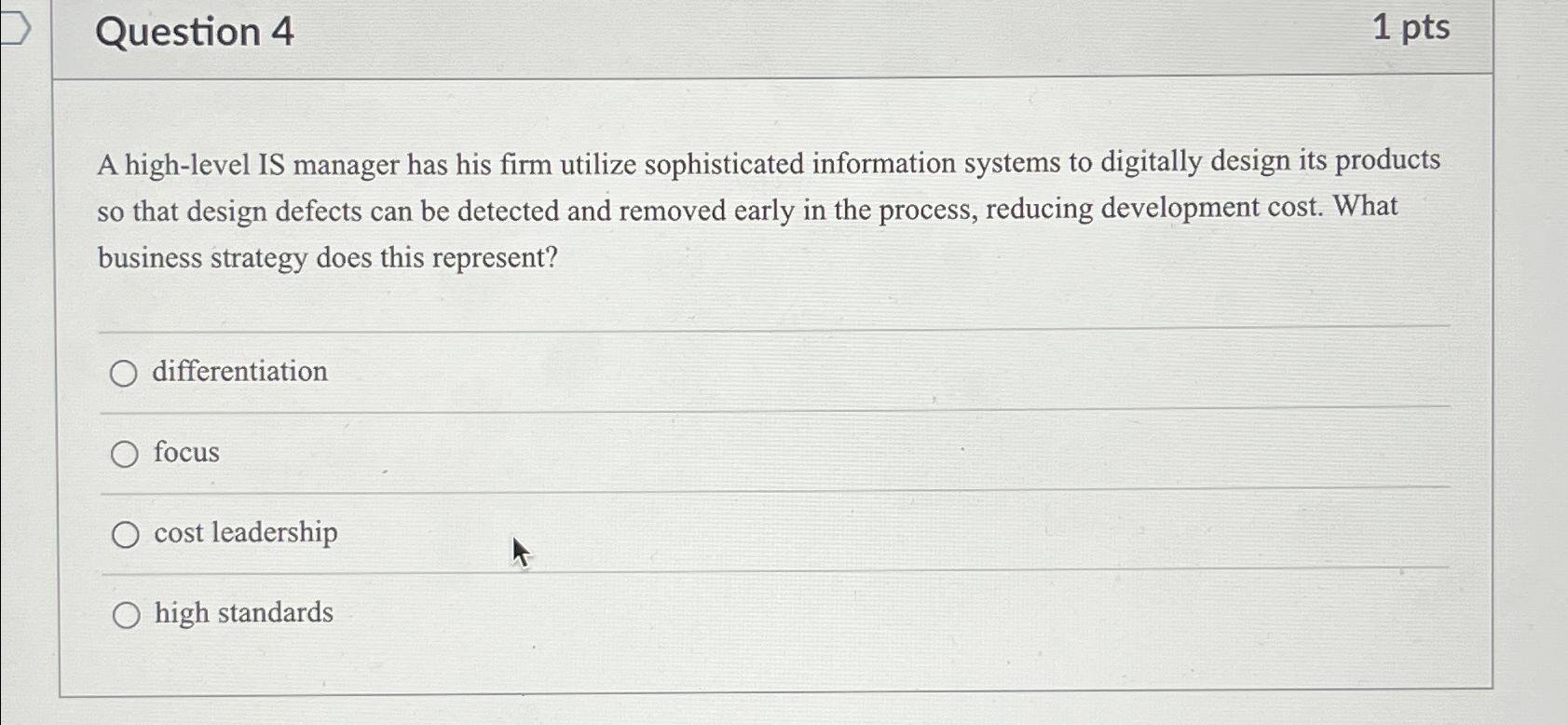 Solved Question 41 ﻿ptsA high-level IS manager has his firm | Chegg.com