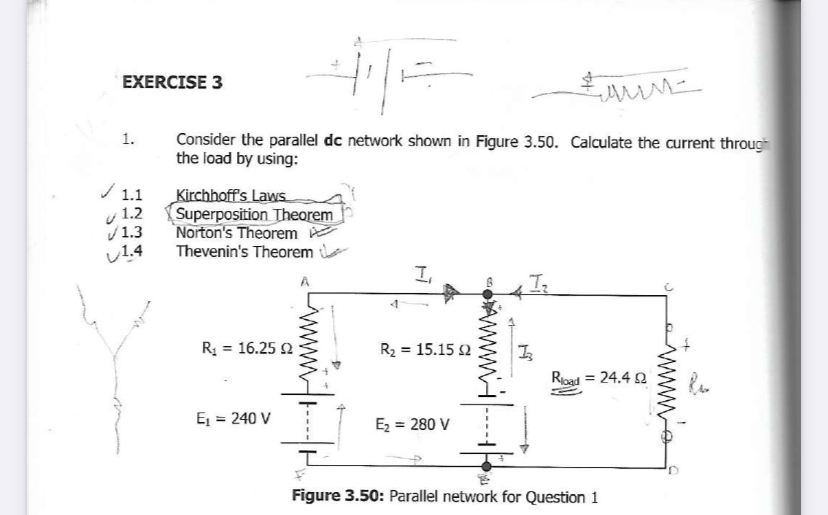 Solved EXERCISE 3 q,Consider the parallel dc network shown | Chegg.com