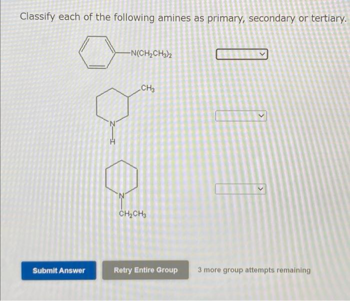 Solved Classify each of the following amines as primary, | Chegg.com