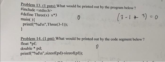 Solved 13 and 14, can you explain why the answer is 0 | Chegg.com