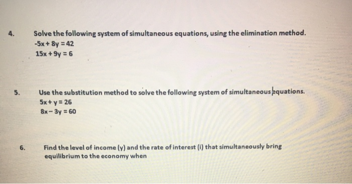 Solved Solve the following system of simultaneous equations, | Chegg.com