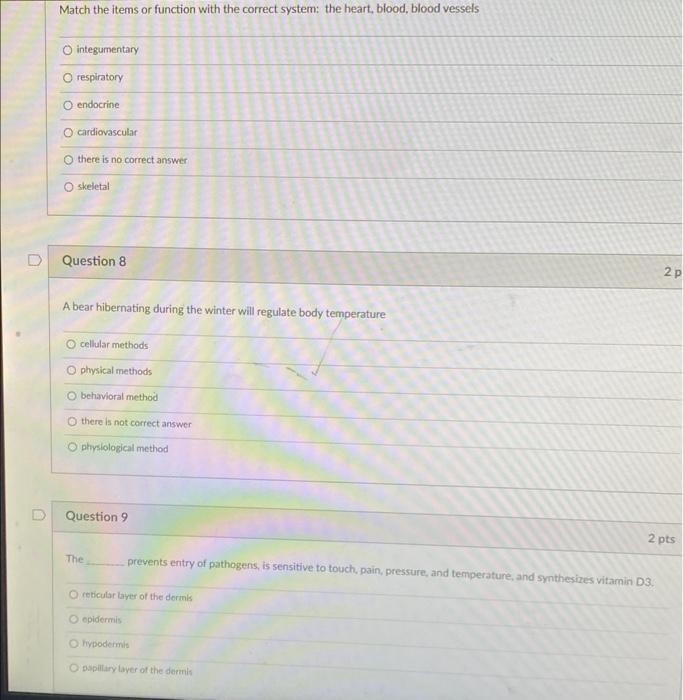 [Solved]: Match the items or function with the correct syst