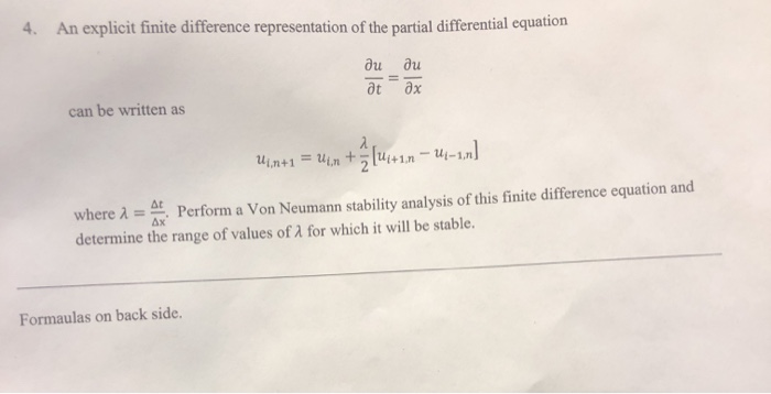 Solved 4. An explicit finite difference representation of | Chegg.com