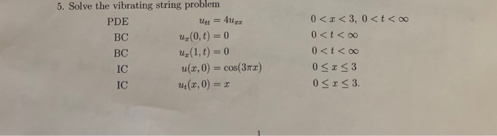 Solved PDE 5. Solve the vibrating string problem Uut = 4uxx | Chegg.com