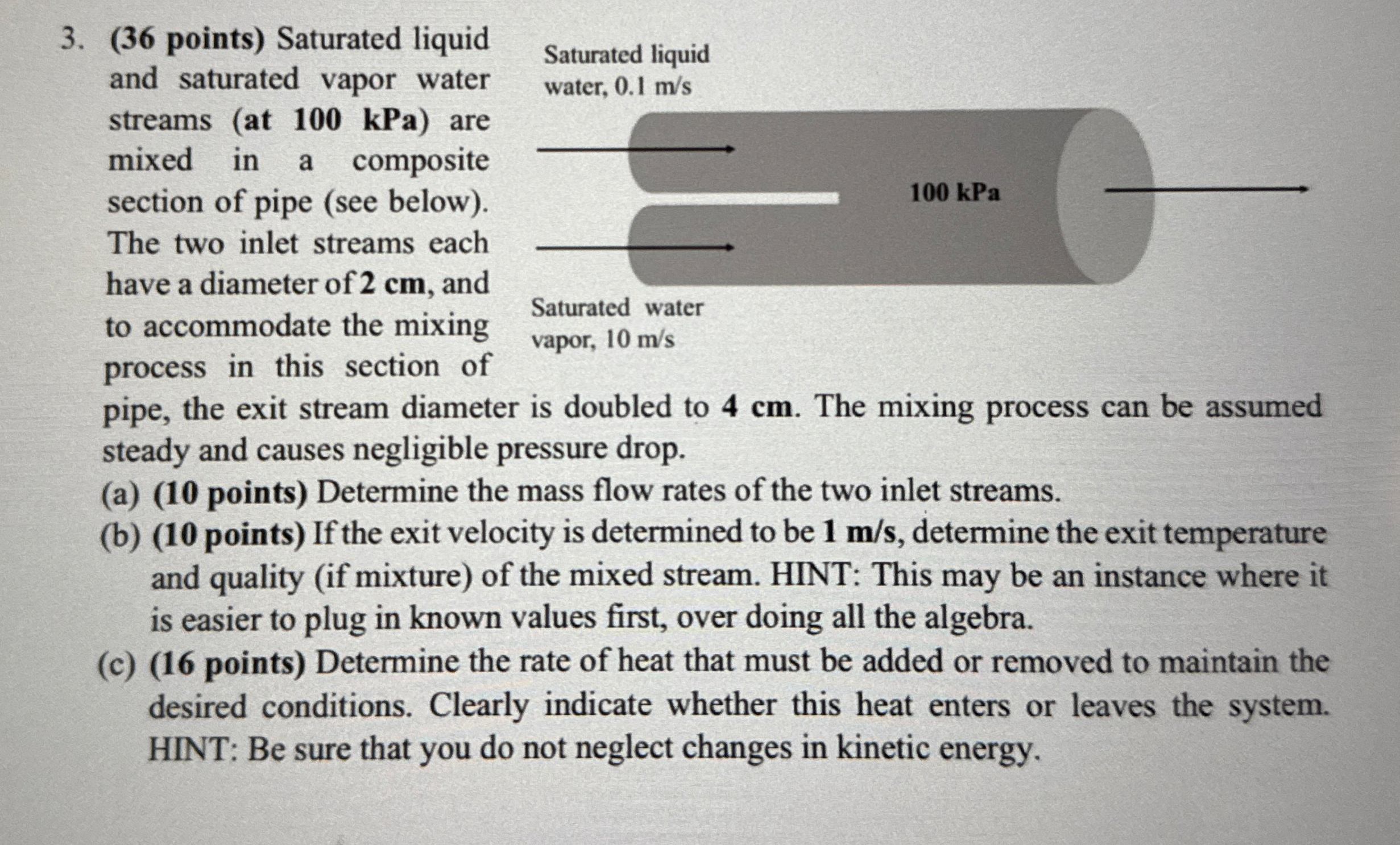 Solved ( 36 ﻿points) ﻿Saturated liquid and saturated vapor | Chegg.com