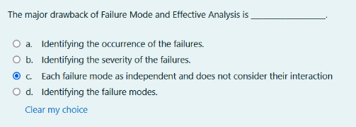 Solved The major drawback of Failure Mode and Effective | Chegg.com
