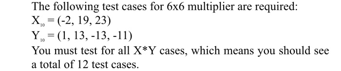 Solved The following test cases for 6x6 multiplier are | Chegg.com