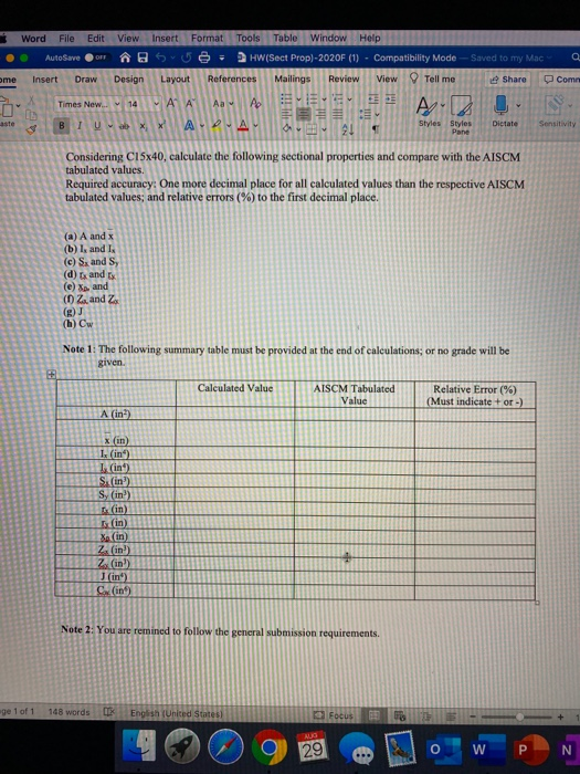 Solved Word File Edit View Insert Format Tools Table Window | Chegg.com