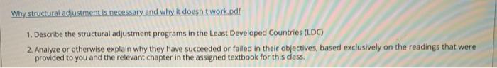 Solved Why structural adjustment is necessary and why it | Chegg.com