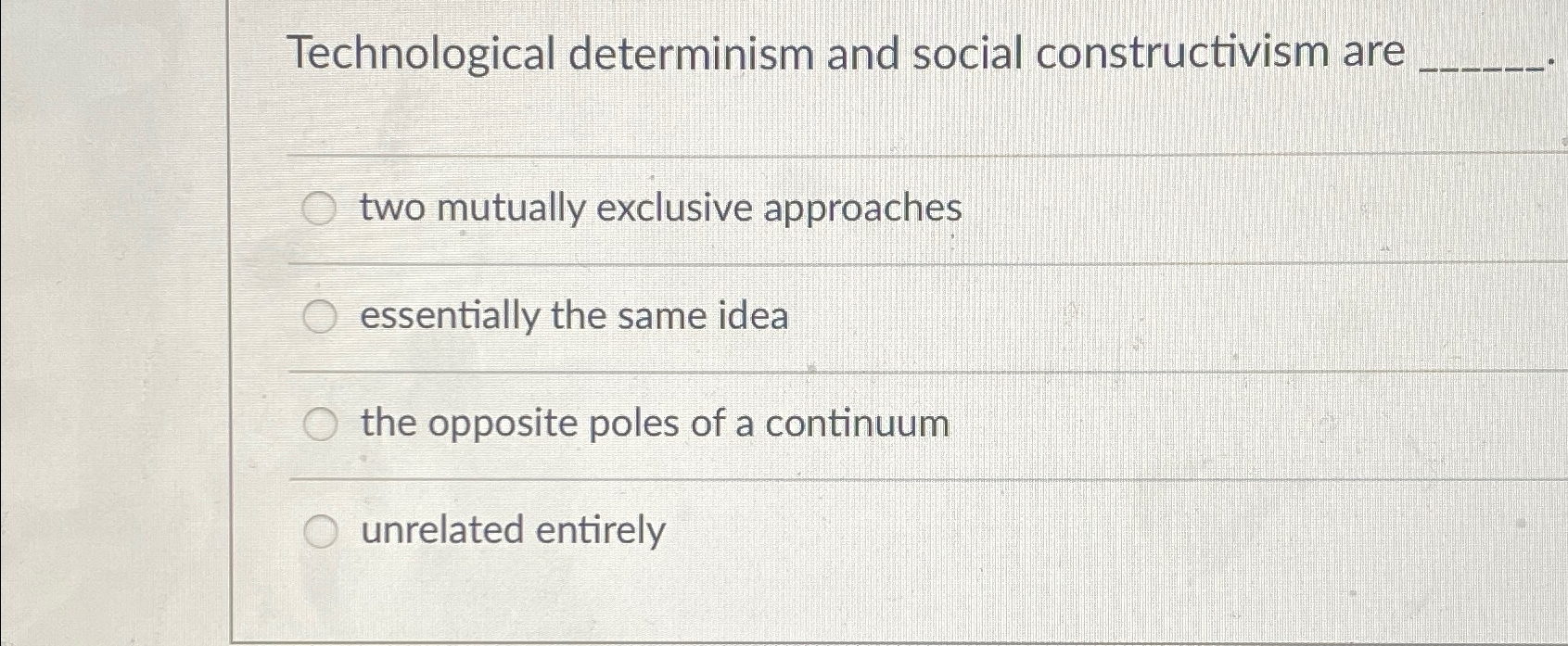 Solved Technological determinism and social constructivism | Chegg.com