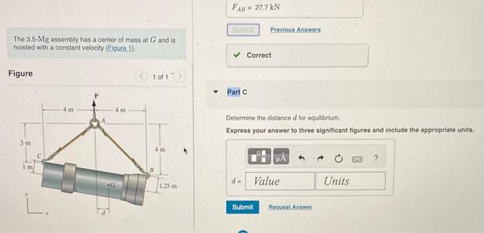 Solved The 3.5-Mg assembly has a center of mass at G and is | Chegg.com