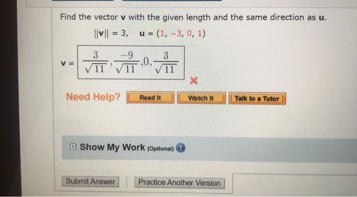Solved Find the vector v with the given length and the same | Chegg.com