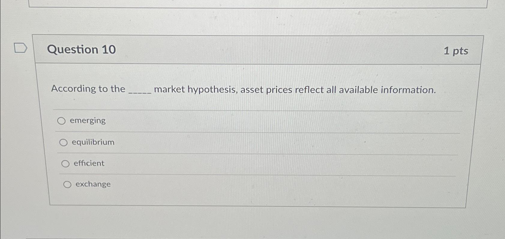 Solved Question 101 ﻿ptsAccording to the market hypothesis, | Chegg.com