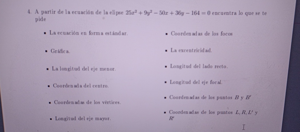 Solved A partir de la ecuación de la elipse | Chegg.com