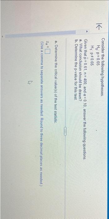 Solved Consider the following hypotheses. | Chegg.com