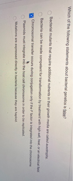 Solved Which of the following statements about bacterial | Chegg.com