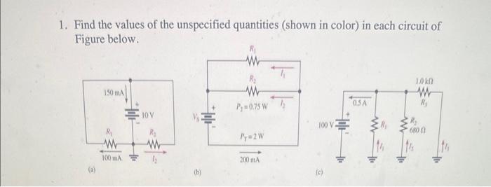 Solved 1. Find the values of the unspecified quantities | Chegg.com