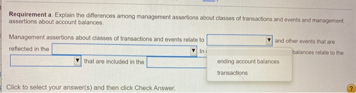 Solved The following are various management assertions (a | Chegg.com