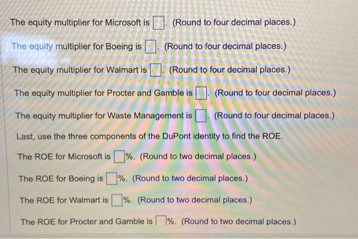 Solved DuPont identity. Given the data in the popup window, | Chegg.com