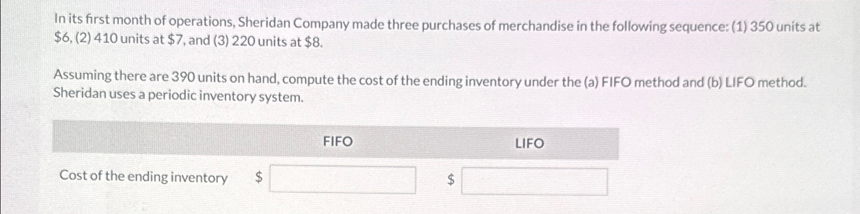 Solved In its first month of operations, Sheridan Company | Chegg.com