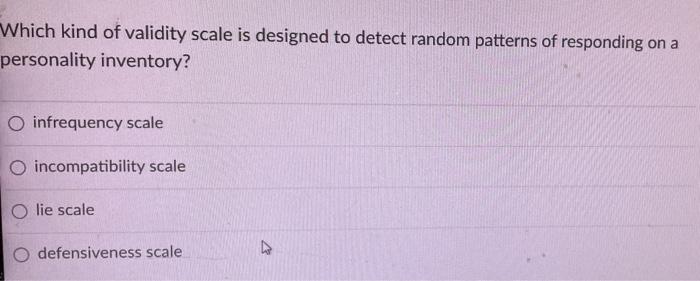 Solved Which kind of validity scale is designed to detect | Chegg.com