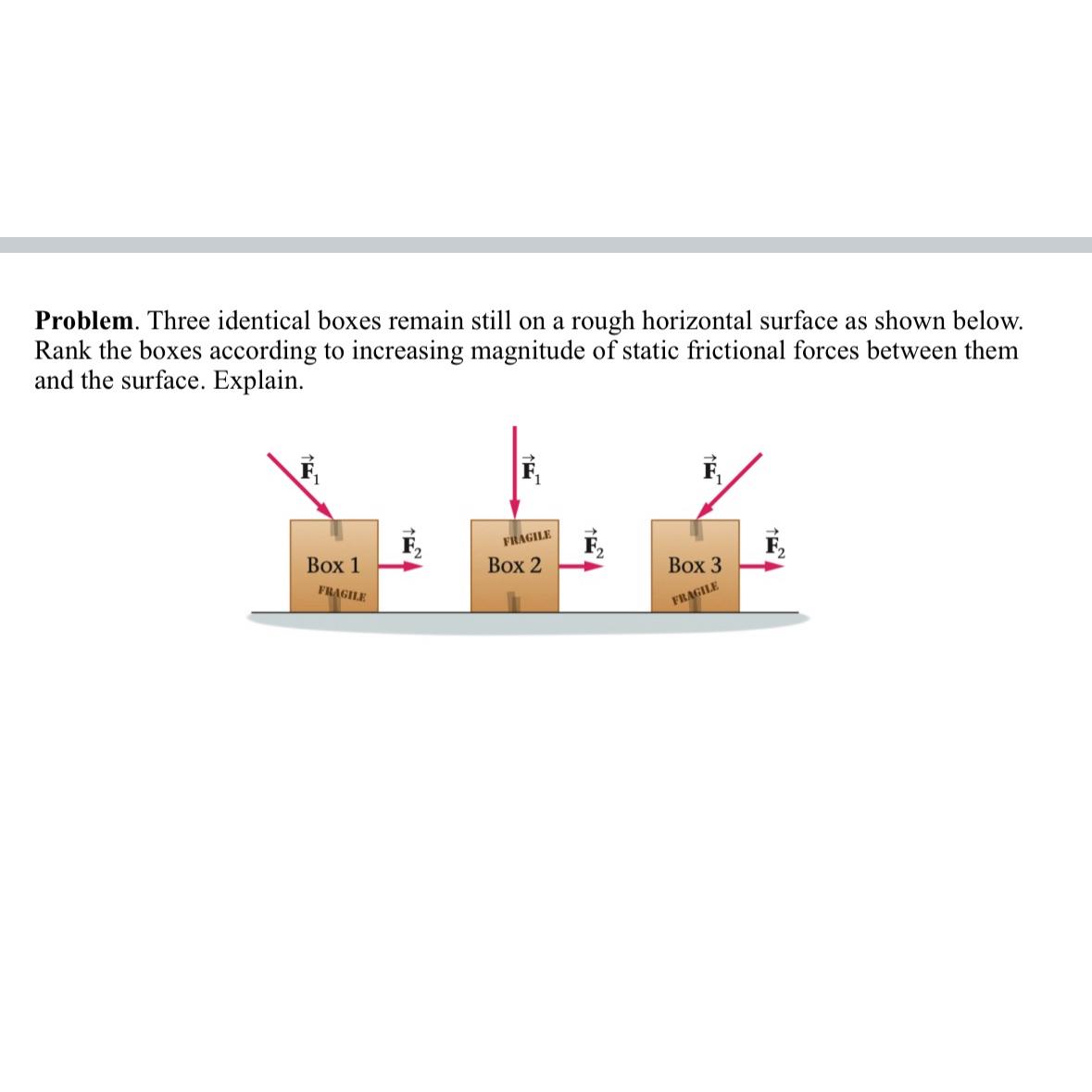 Solved Problem. Three identical boxes remain still on a | Chegg.com