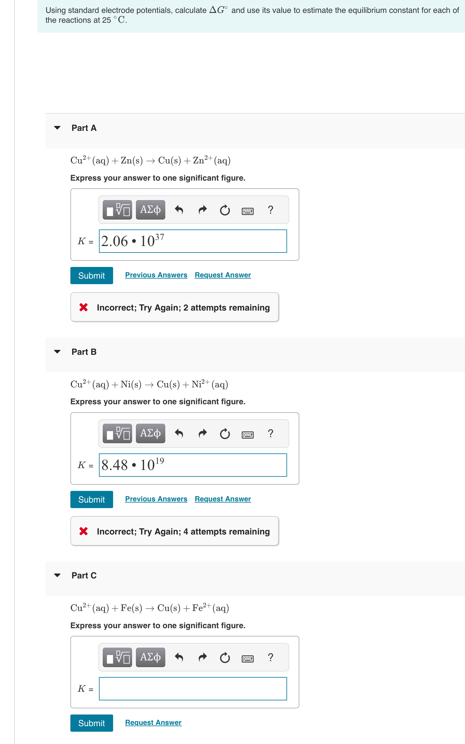 Solved Using standard electrode potentials, calculate ΔG° | Chegg.com