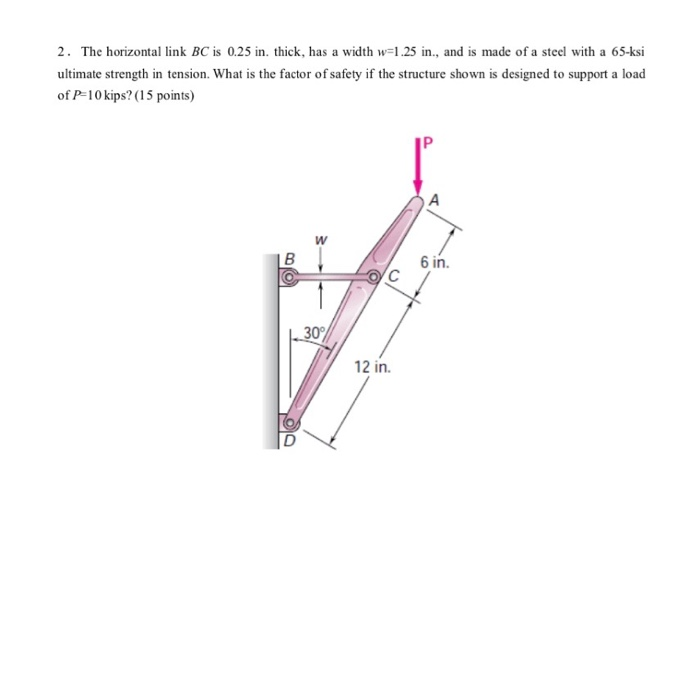 Solved 2. The horizontal link BC is 0.25 in. thick, has a | Chegg.com