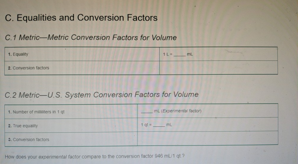 Solved C. Equalities and Conversion Factors C.1 | Chegg.com Solved C. Equalities and Conversion Factors C.1 | Chegg.com