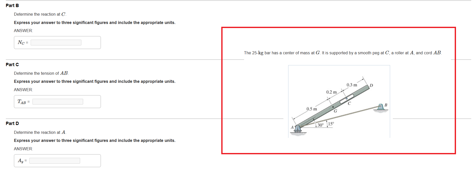 Solved Part BDetermine the reaction at C.Express your answer | Chegg.com
