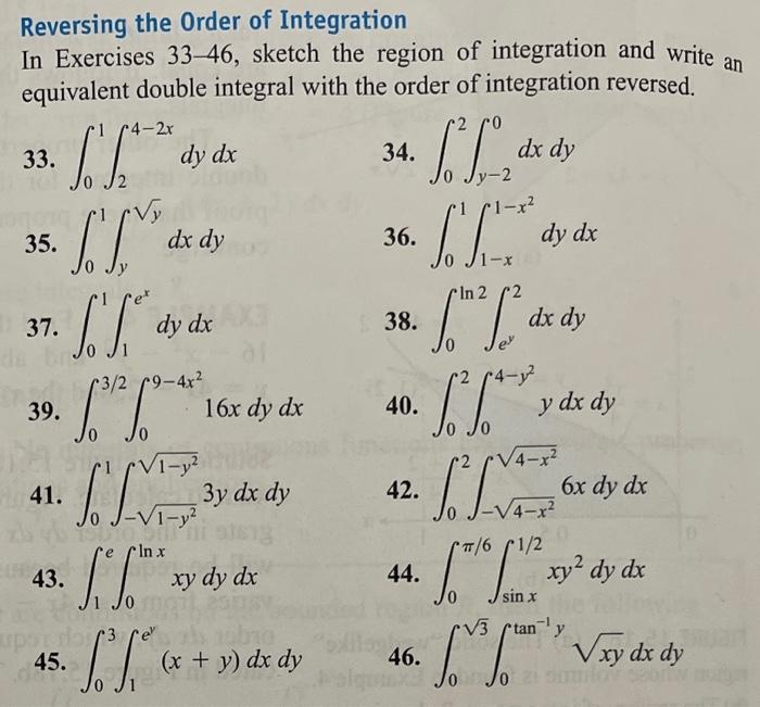 Solved Reversing the Order of Integration In Exercises | Chegg.com