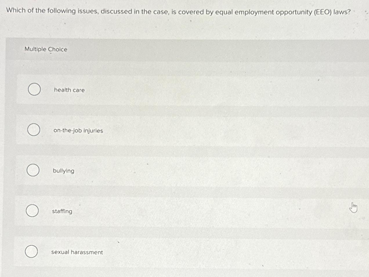 Solved Which of the following issues, discussed in the case, | Chegg.com