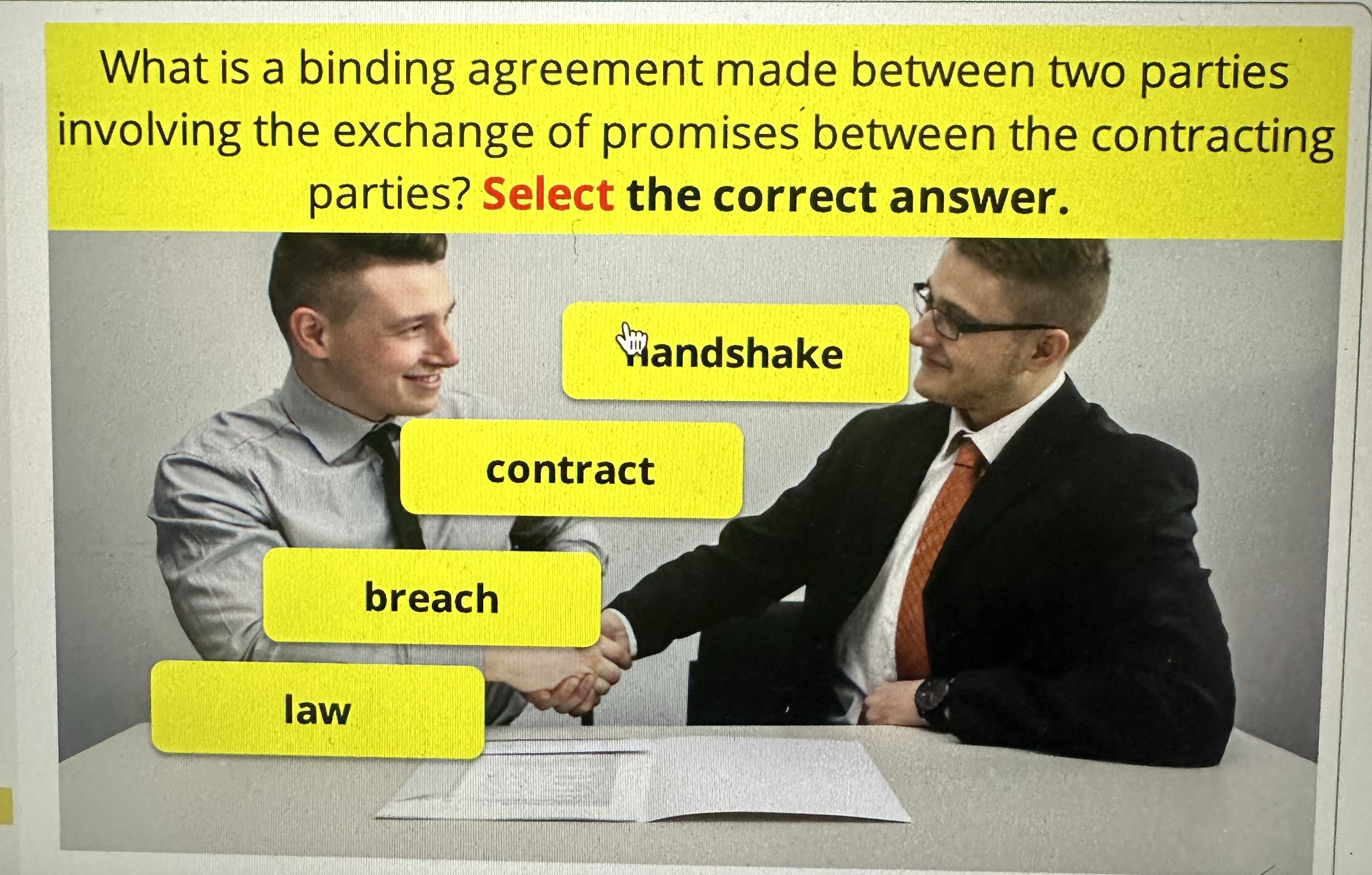 Solved What is a binding agreement made between two parties | Chegg.com