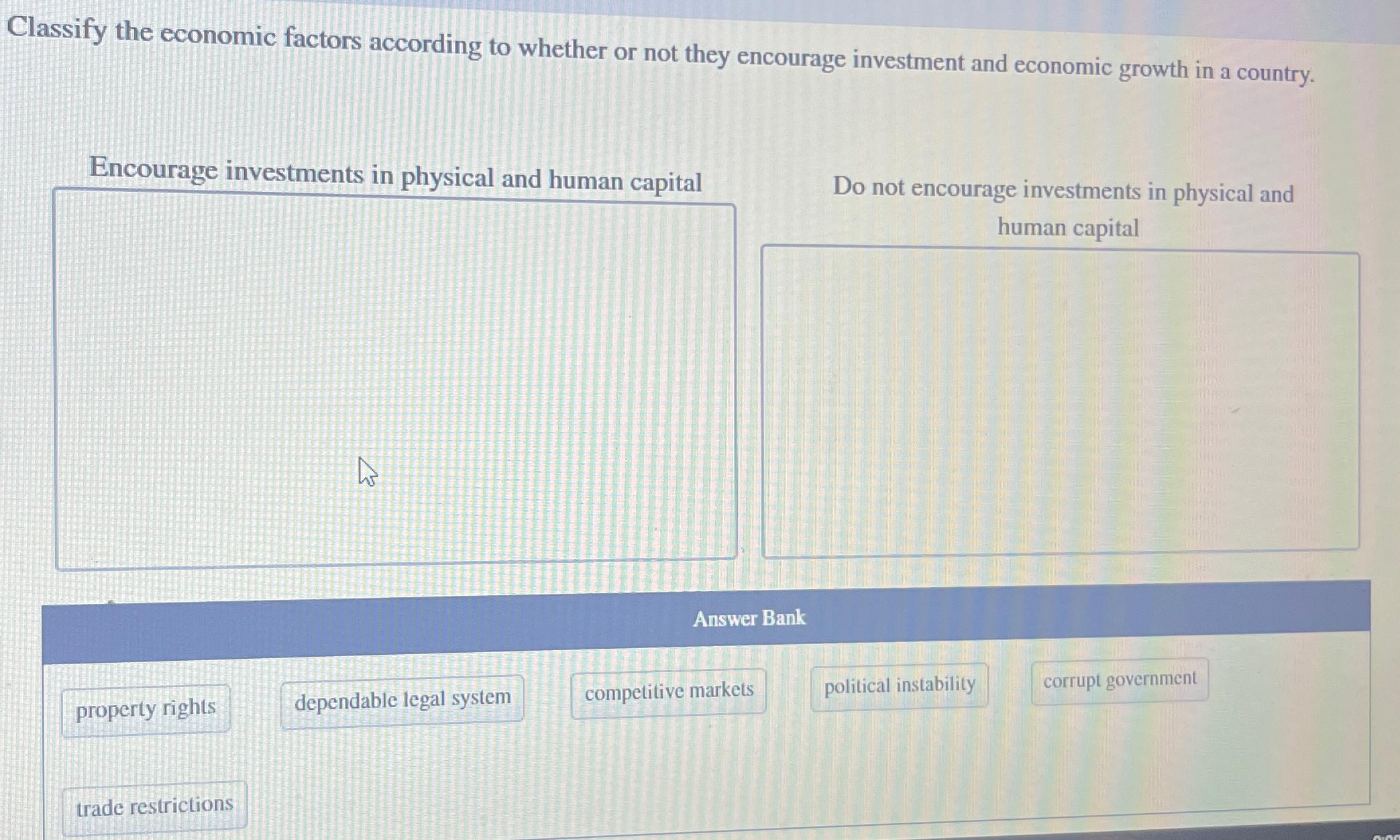 Solved Classify the economic factors according to whether or | Chegg.com
