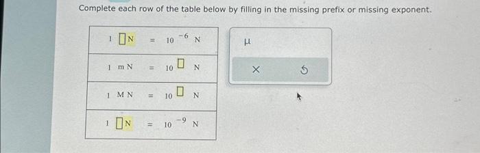 Solved Complete each row of the table below by filling in | Chegg.com