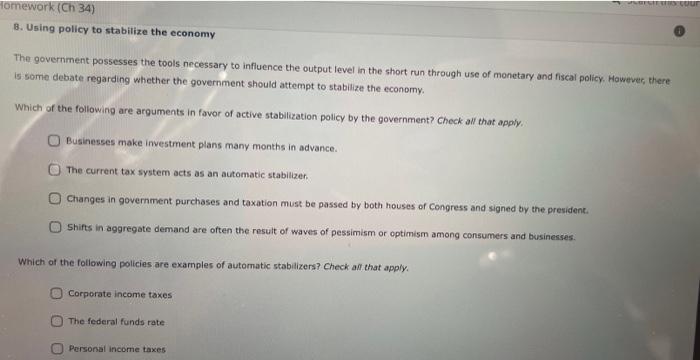Solved The government possesses the tools necessary to | Chegg.com