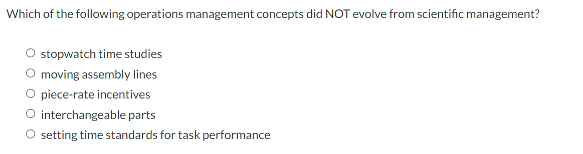Solved Which of the following operations management concepts | Chegg.com