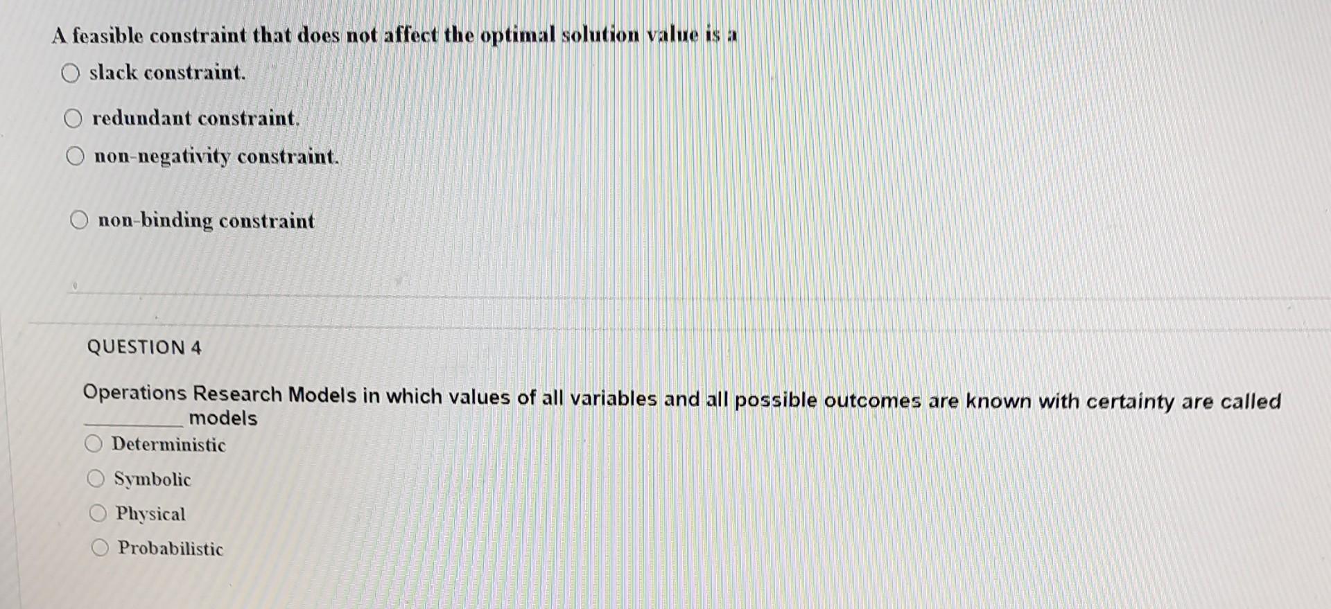 Solved A feasible constraint that does not affect the | Chegg.com