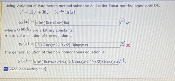 Solved Using Variation of Parameters method solve the | Chegg.com