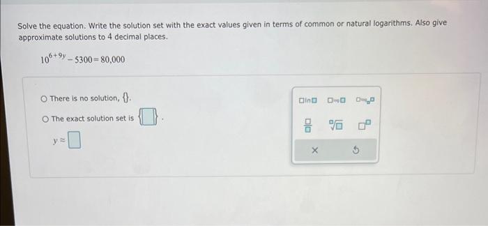 Solved Solve the equation. Write the solution set with the | Chegg.com
