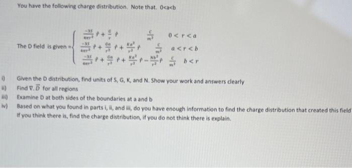 Solved You have the following charge distribution. Note | Chegg.com